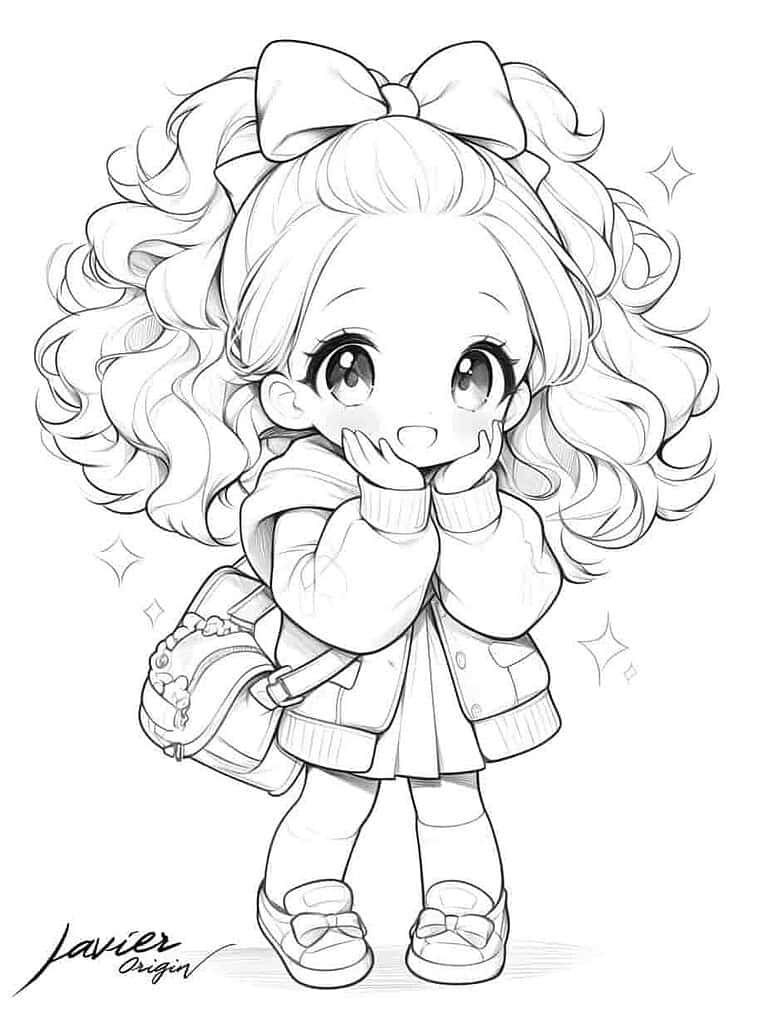 Muñecas Kawaii para colorear e imprimir. Manualidades de dibujo.