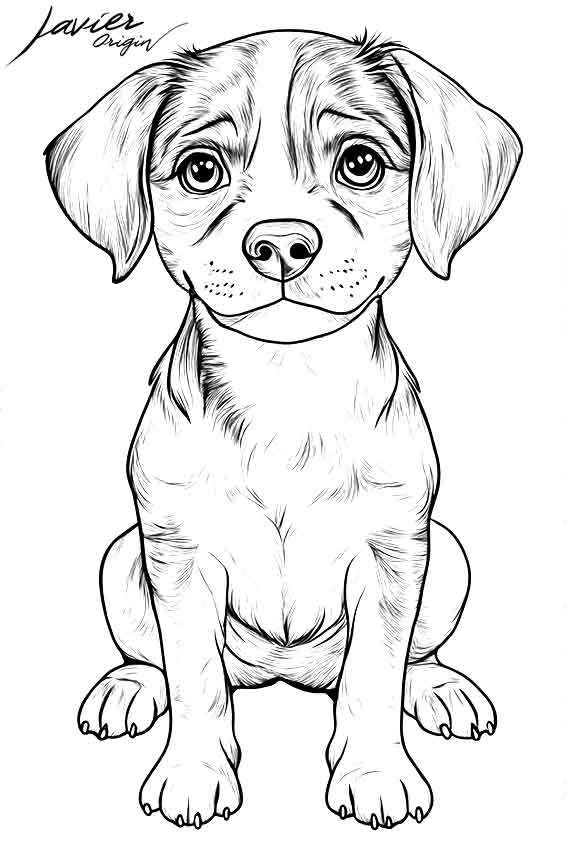 Dibujos de perros y tiernos cachorros para imprimir y Colorear.